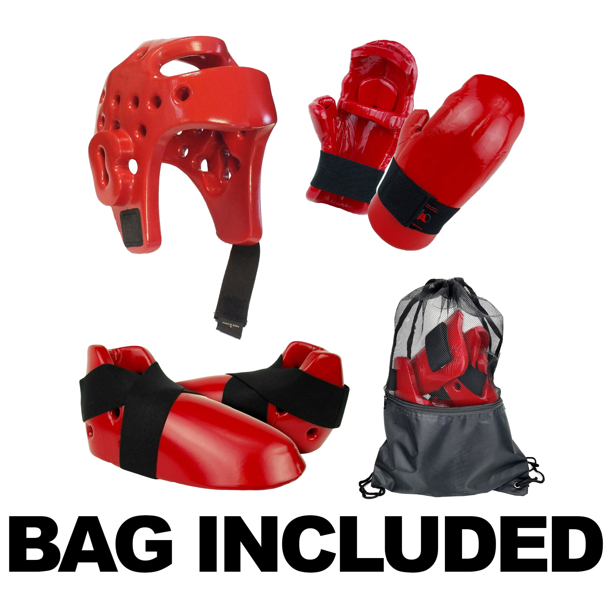 Red Martial Arts Gear Head Hand Feet guard Taekwondo Karate Sparring ...