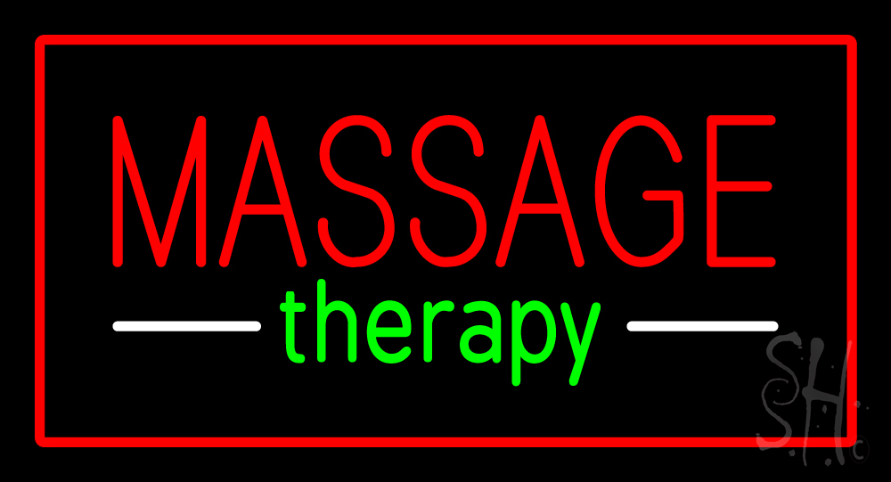Red Massage Therapy Red Border LED Neon Sign 13 x 24 - inches, Black ...
