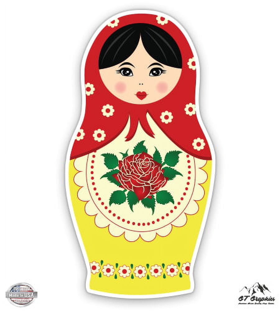 Red Matryoshka Doll - 8" Vinyl Sticker - For Car Laptop I-Pad ...