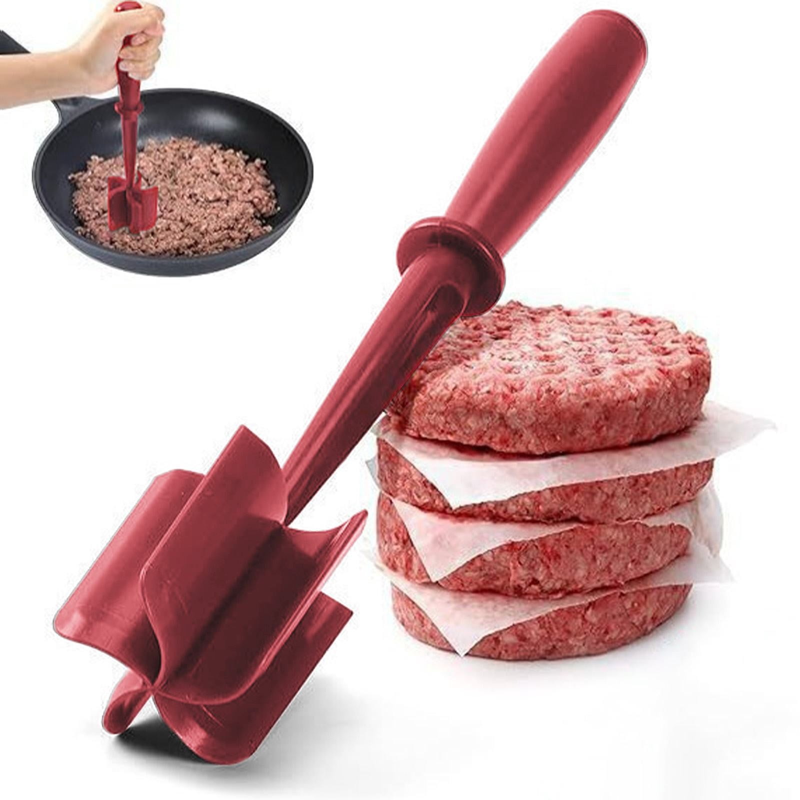 Red Meat Chopper with 5 Curve Blades, Heat Resistant Nylon Ground Beef ...