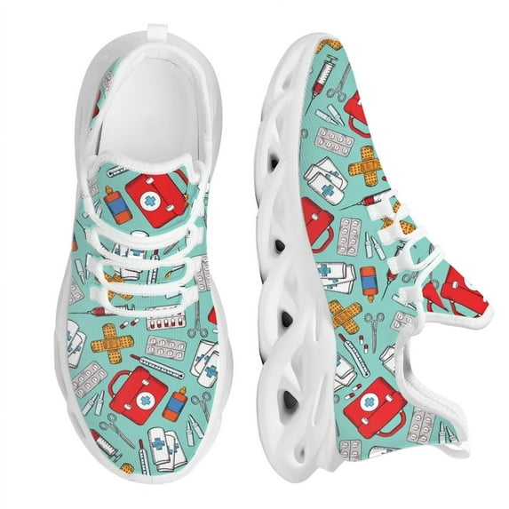 Red Medical Box Design Outdoor Shoes Female Running Sneakers Light Mesh ...