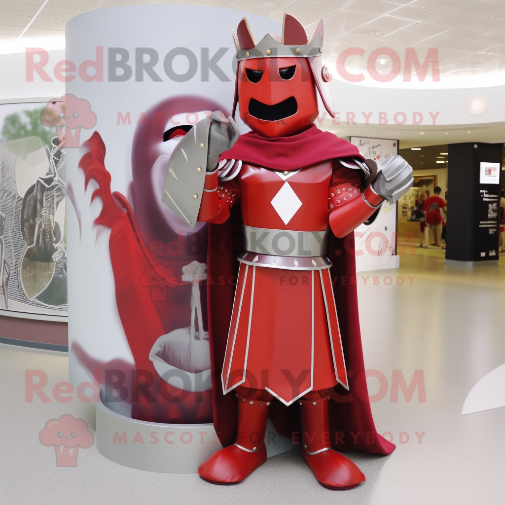 Red Medieval Knight REDBROKOLY mascot costume character dressed with a ...