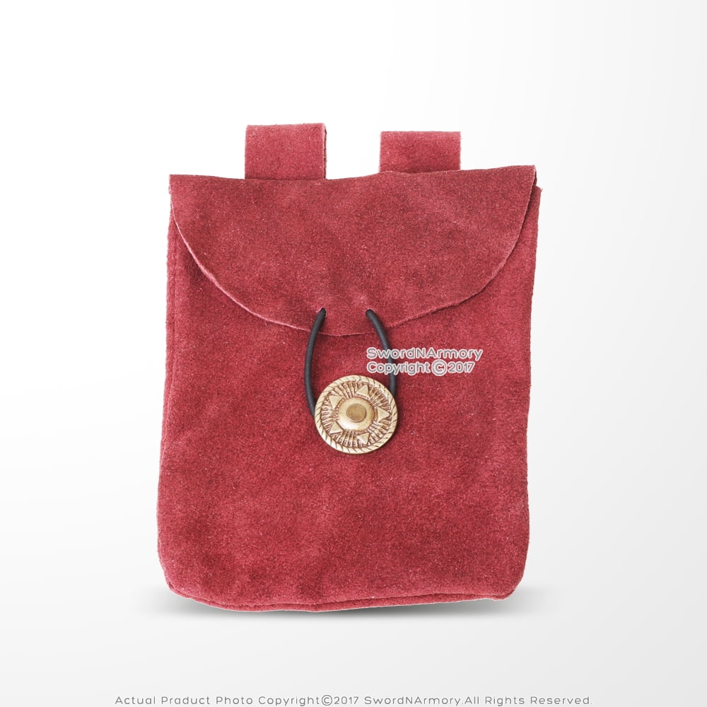Red Medieval Renaissance Pouch Genuine Suede Leather Coin Bag LARP ...