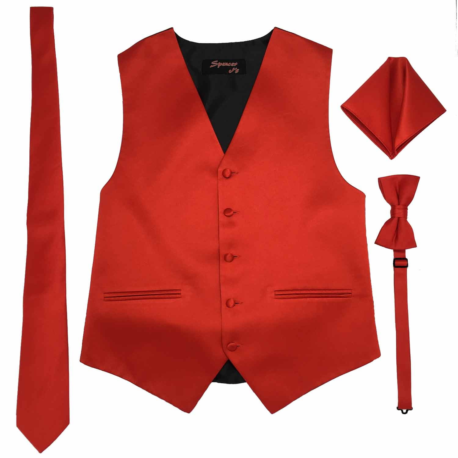 Red Men's Satin Vest Spencer J's - S - Walmart.com