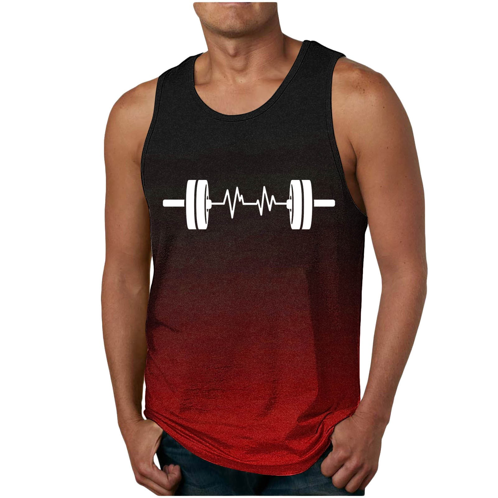 Red Mens Boat Neck Vests Sport Athletic Brunch Running Tops Vest for ...