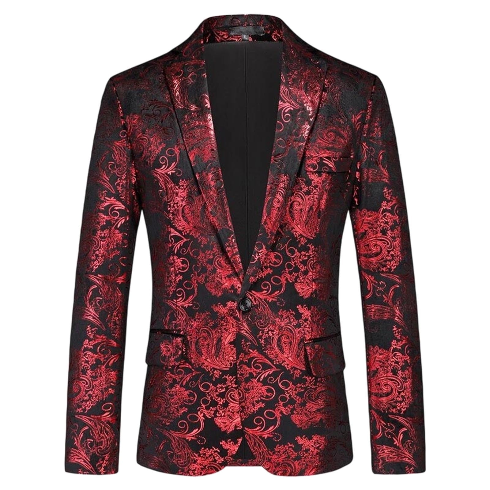 Red Mens Jackets Blazer Outfits for Mens Work Office Formal Prom Party ...