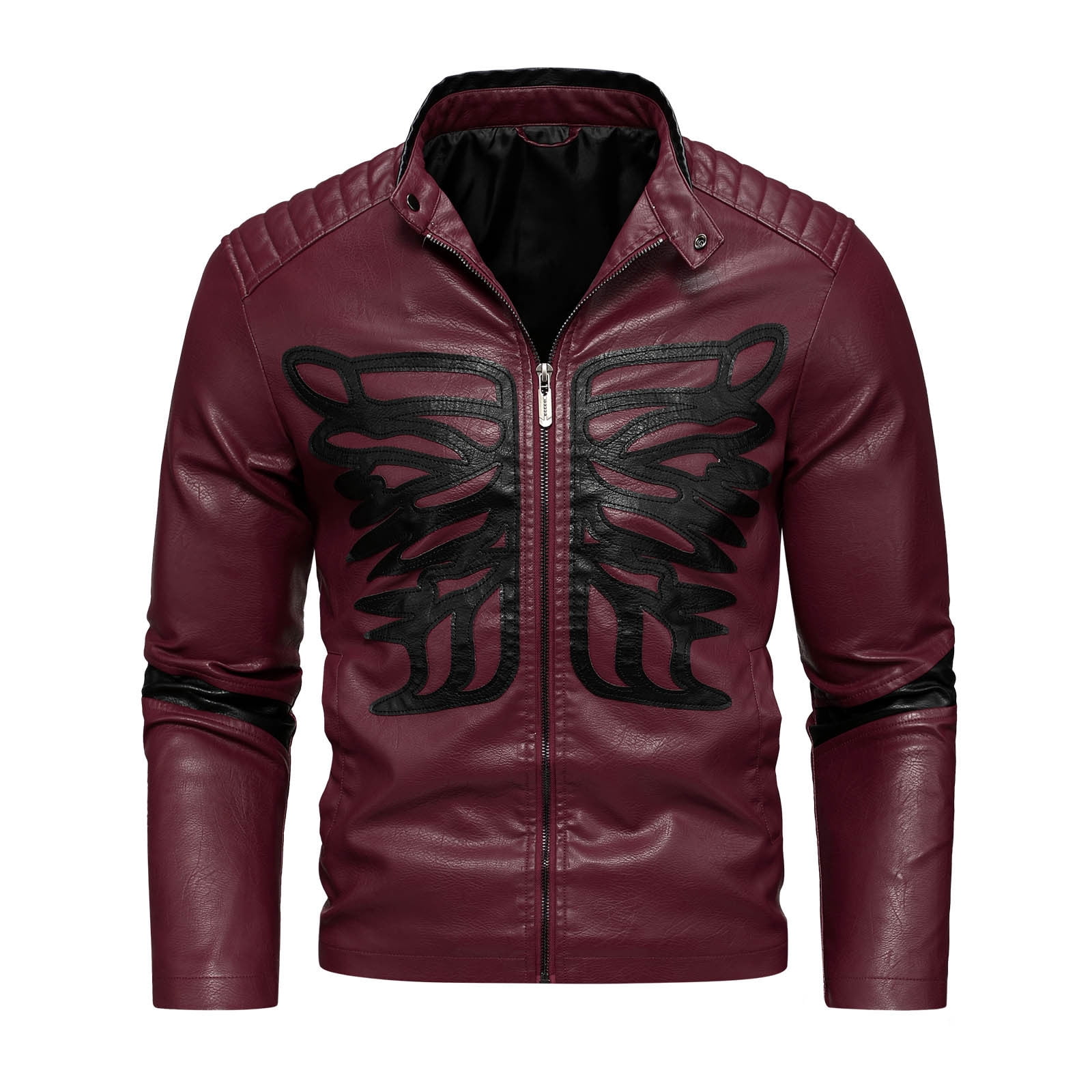 Red Mens Long Sleeve Print Jacket Outfits for Mens Collared Turtleneck ...