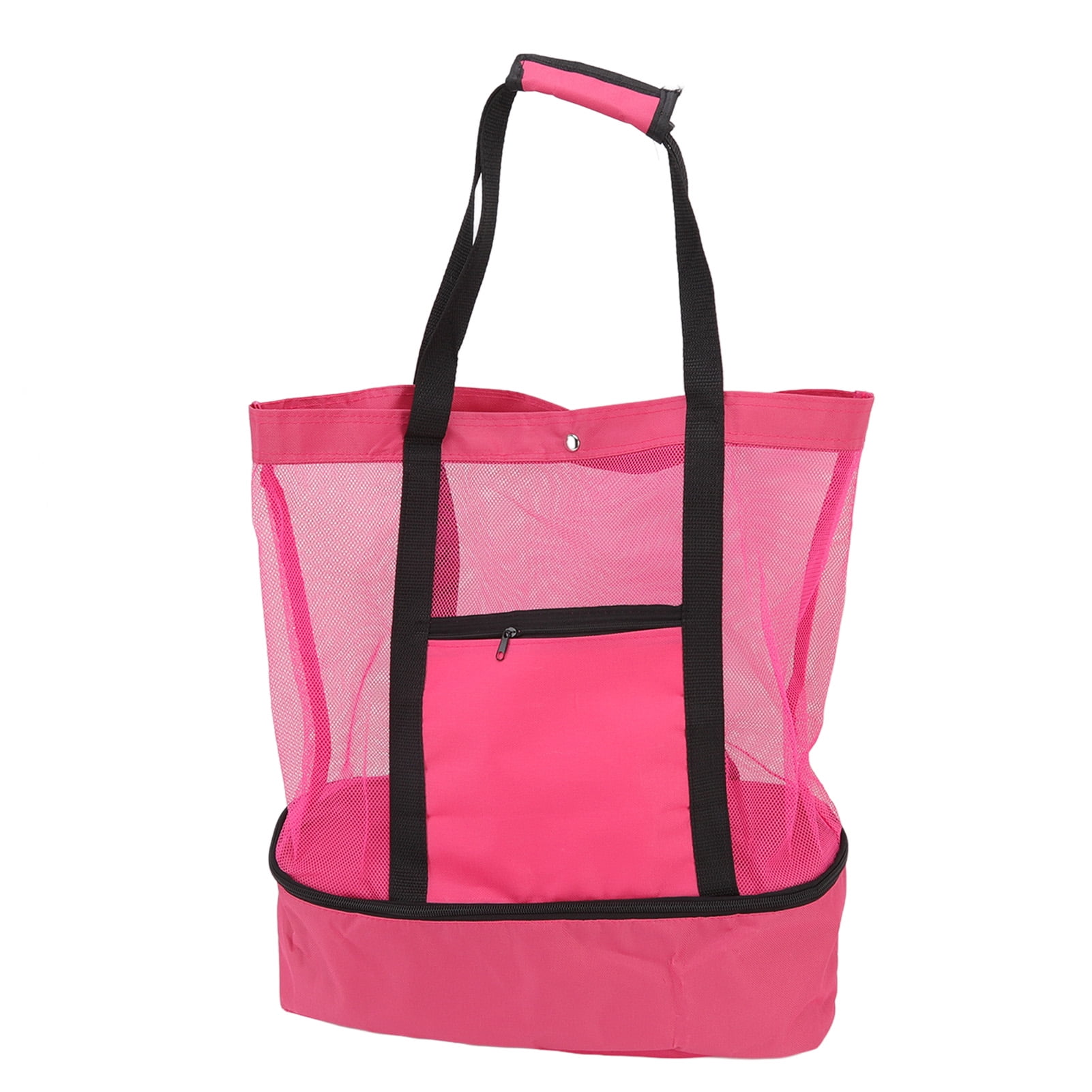 Red Mesh Beach Bag with Zipper and Insulated Cooler Section - Large ...