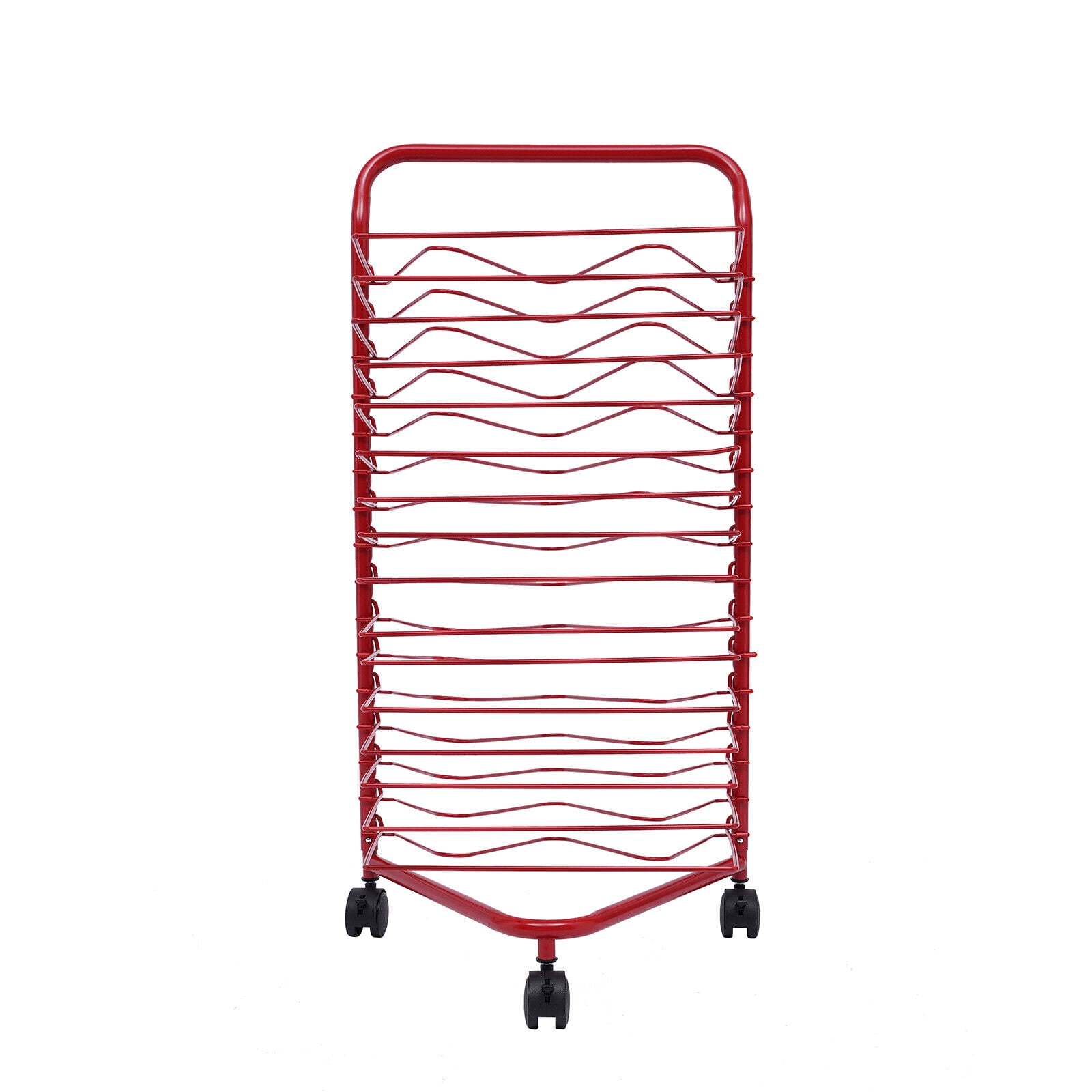 Red Metal Artwork Storage Display Rack Paint Drying Rack with Wheels ...