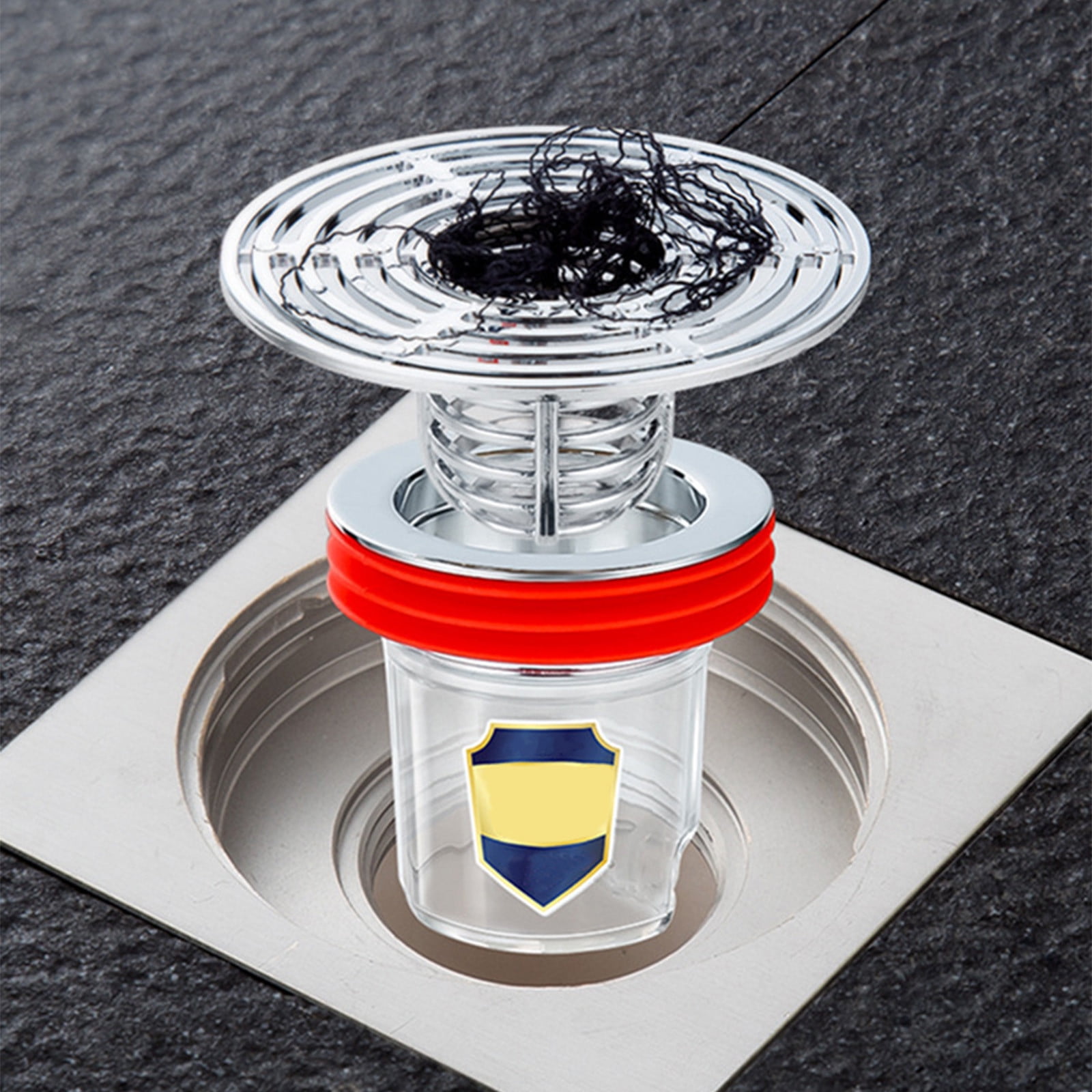 Red Metal+PC Shower Floor Drain Backflow Preventer Valve, One-Way Drain ...