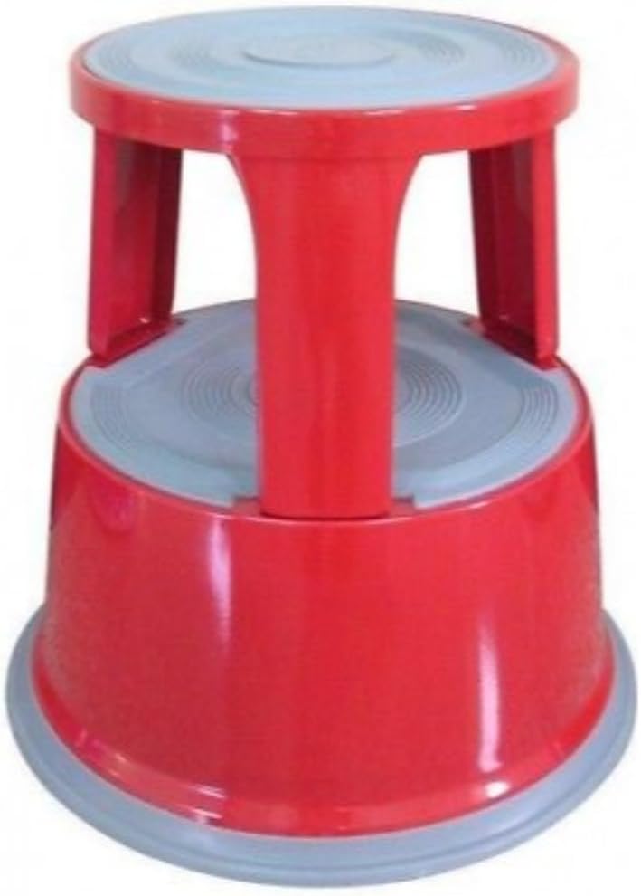 Red Metal Step Kick Stool - Retail Warehouse Heavy Duty 150kg Capacity ...