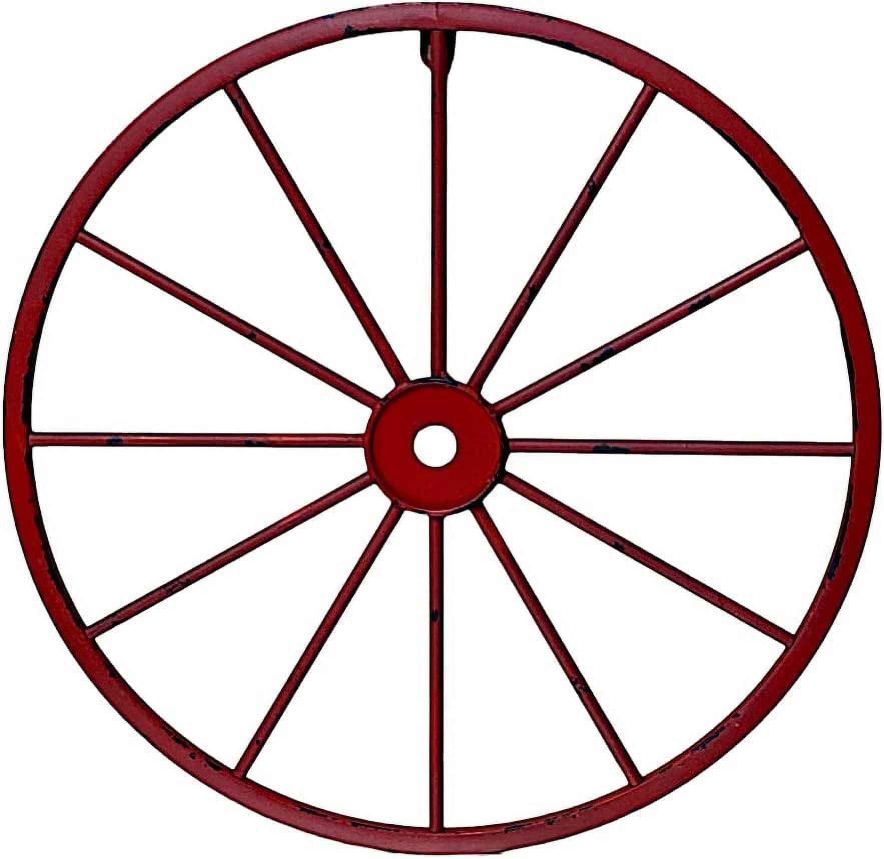 Red Metal Wagon Wheel Carriage Wall Door Garage Decor Western Country ...
