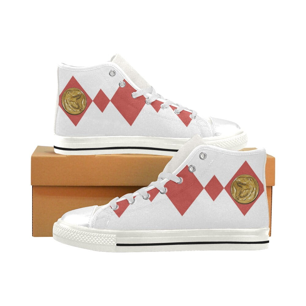Red Mighty Morphin Tyrannosaurs Dinozord Power Coin High Top Shoes ...