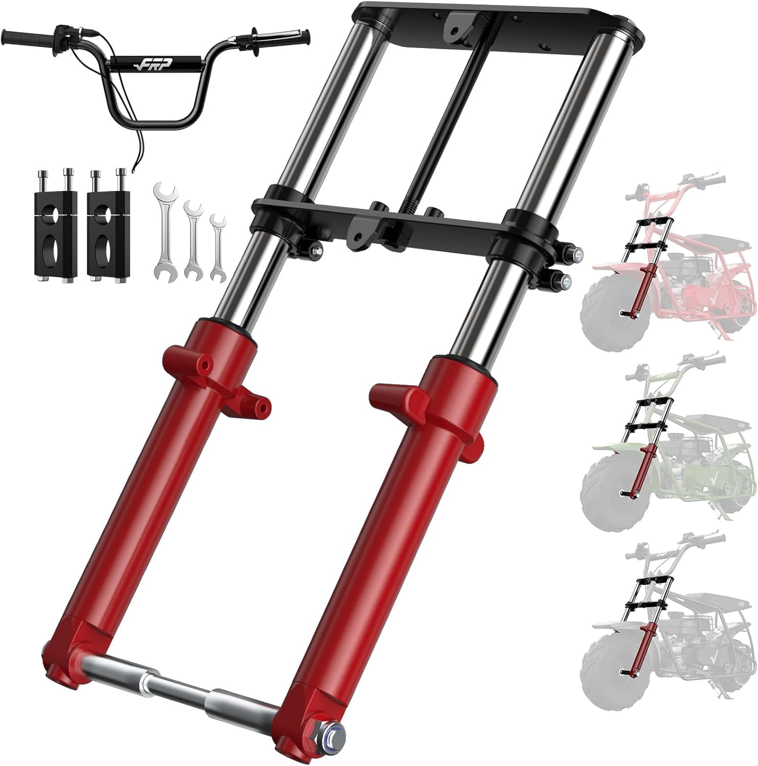 Red Mini Bike Front Fork Suspension Kit with Black Handlebar & Clamps ...