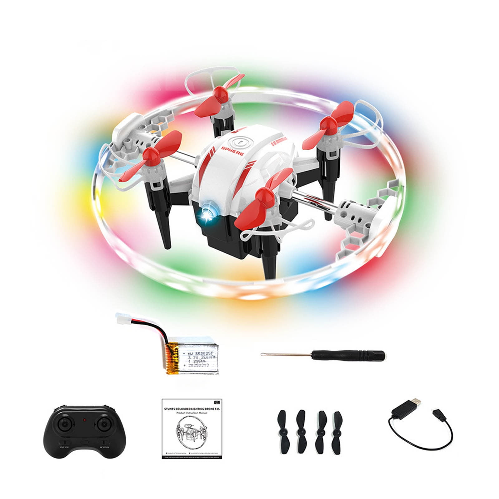 Red Mini Kids Drone Remote Control Toy With 360 Flips Rotating Lights ...