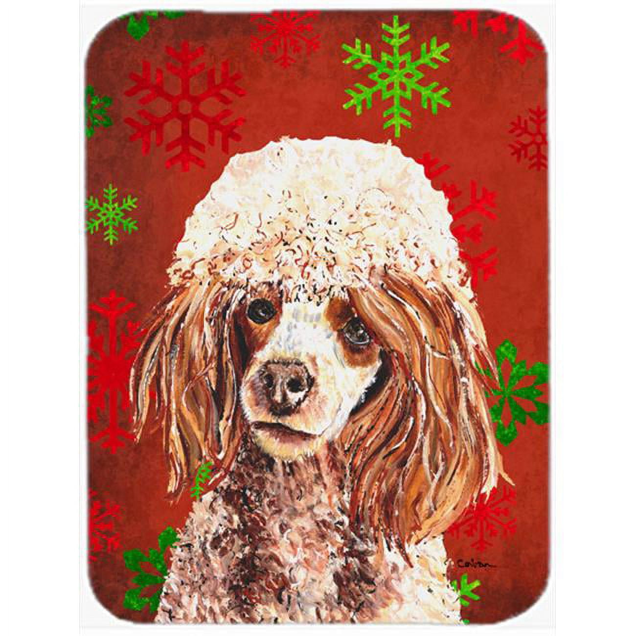 Red Miniature Poodle Red Snowflakes Holiday Mouse Pad, Hot Pad Or ...