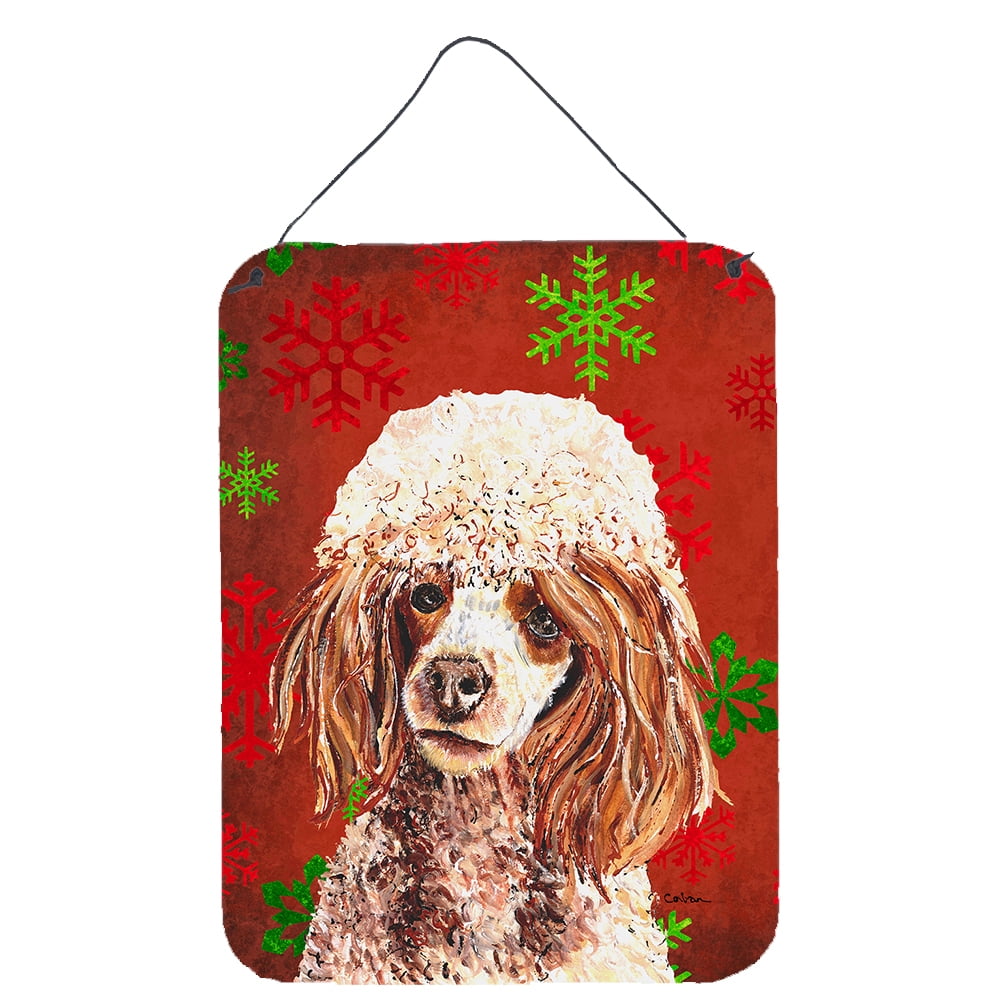 Red Miniature Poodle Red Snowflakes Holiday Wall or Door Hanging Prints ...