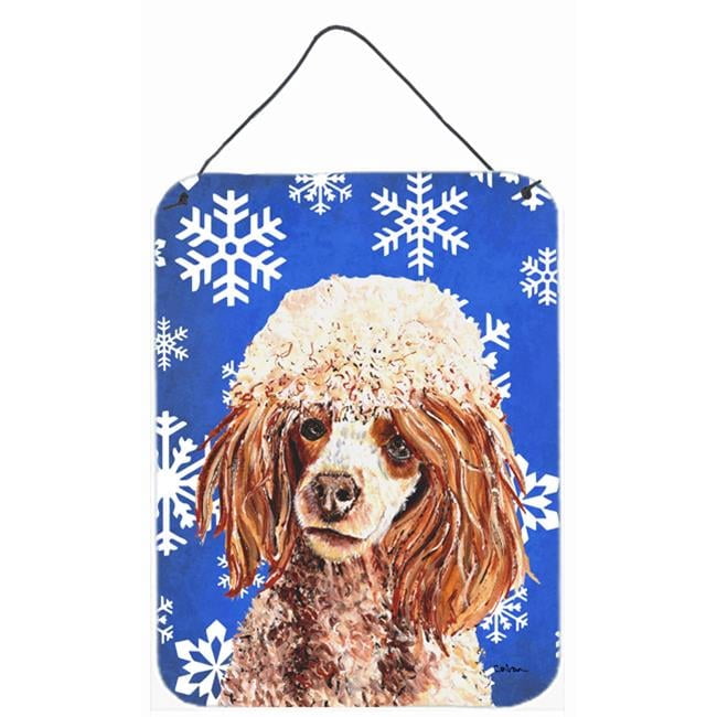 Red Miniature Poodle Winter Snowflakes Aluminum Metal Wall Or Door ...