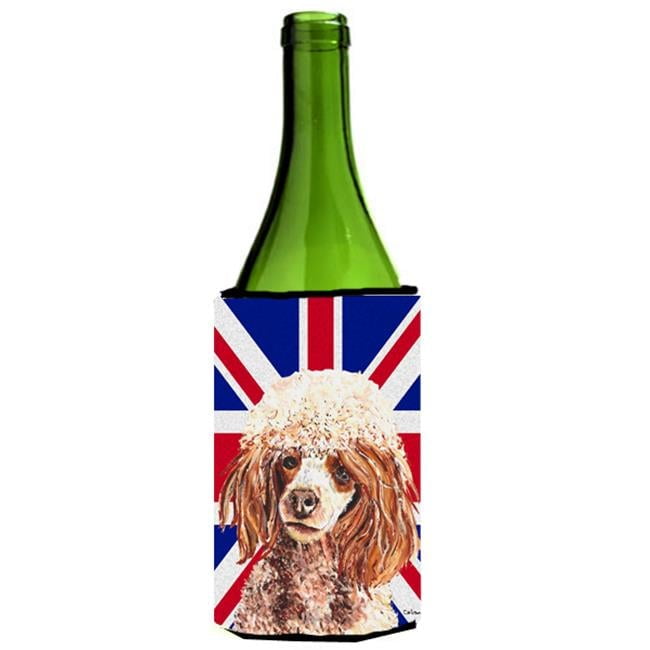 Red Miniature Poodle With English Union Jack British Flag Wine bottle ...