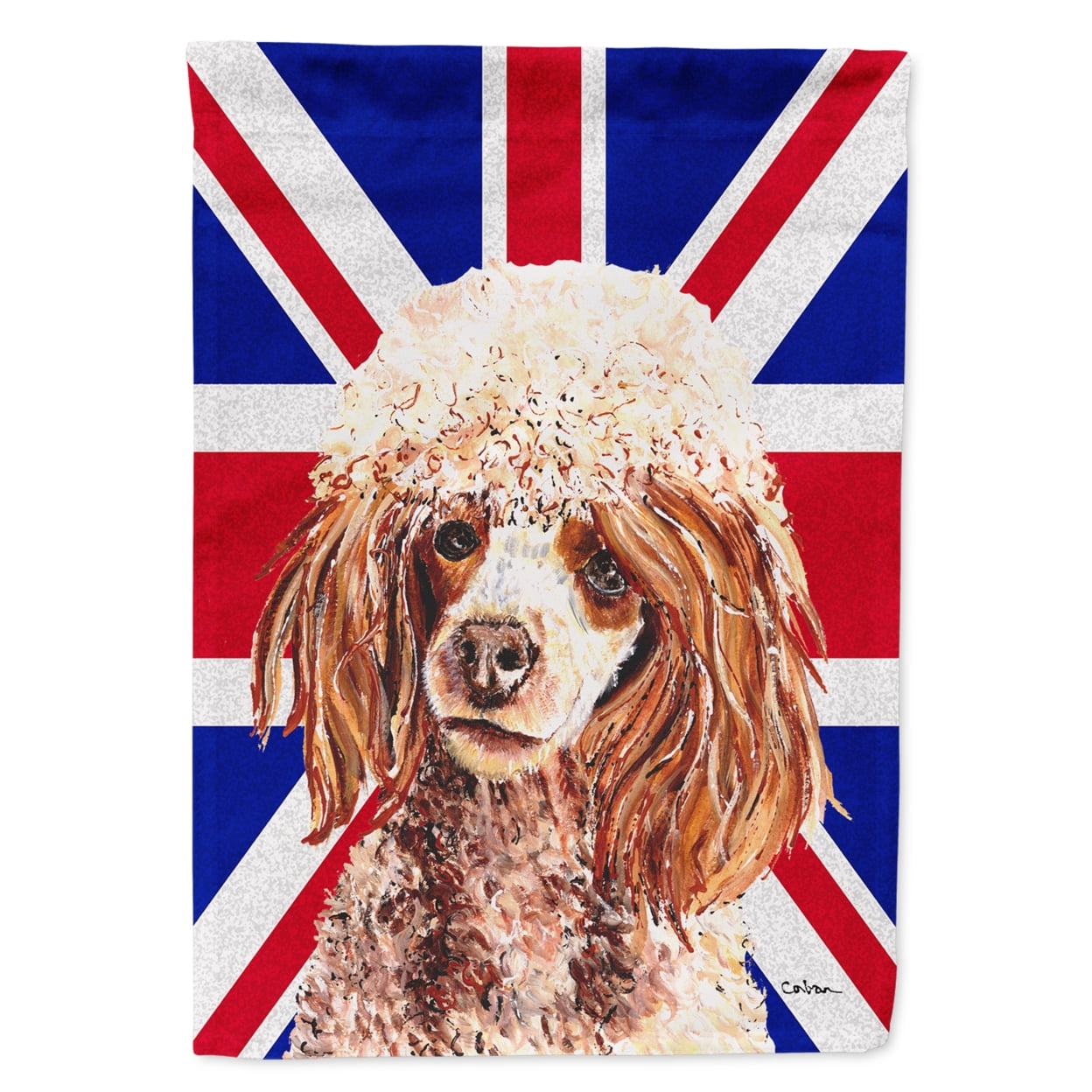 Red Miniature Poodle with English Union Jack British Flag House Flag ...
