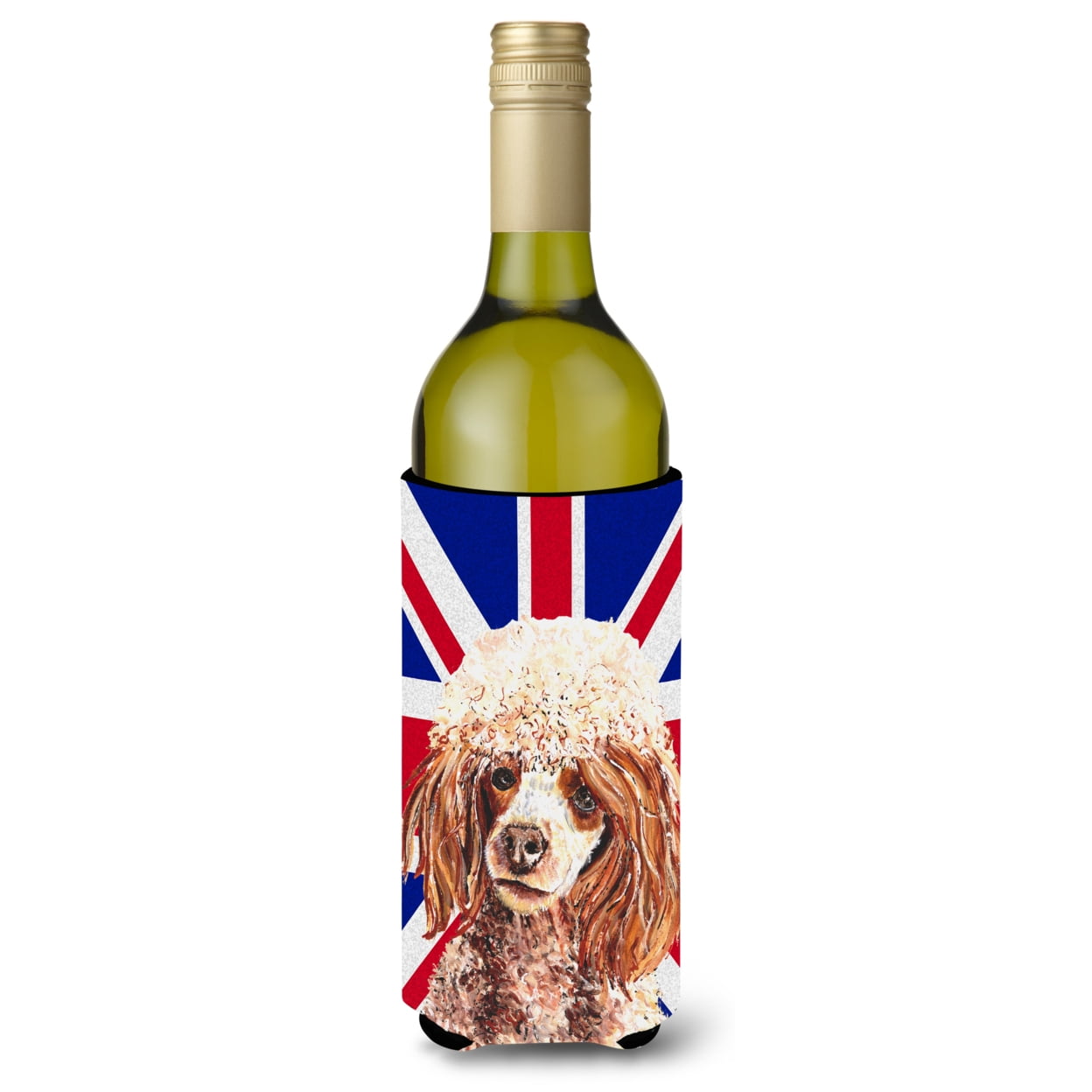 Red Miniature Poodle with English Union Jack British Flag Wine Bottle ...