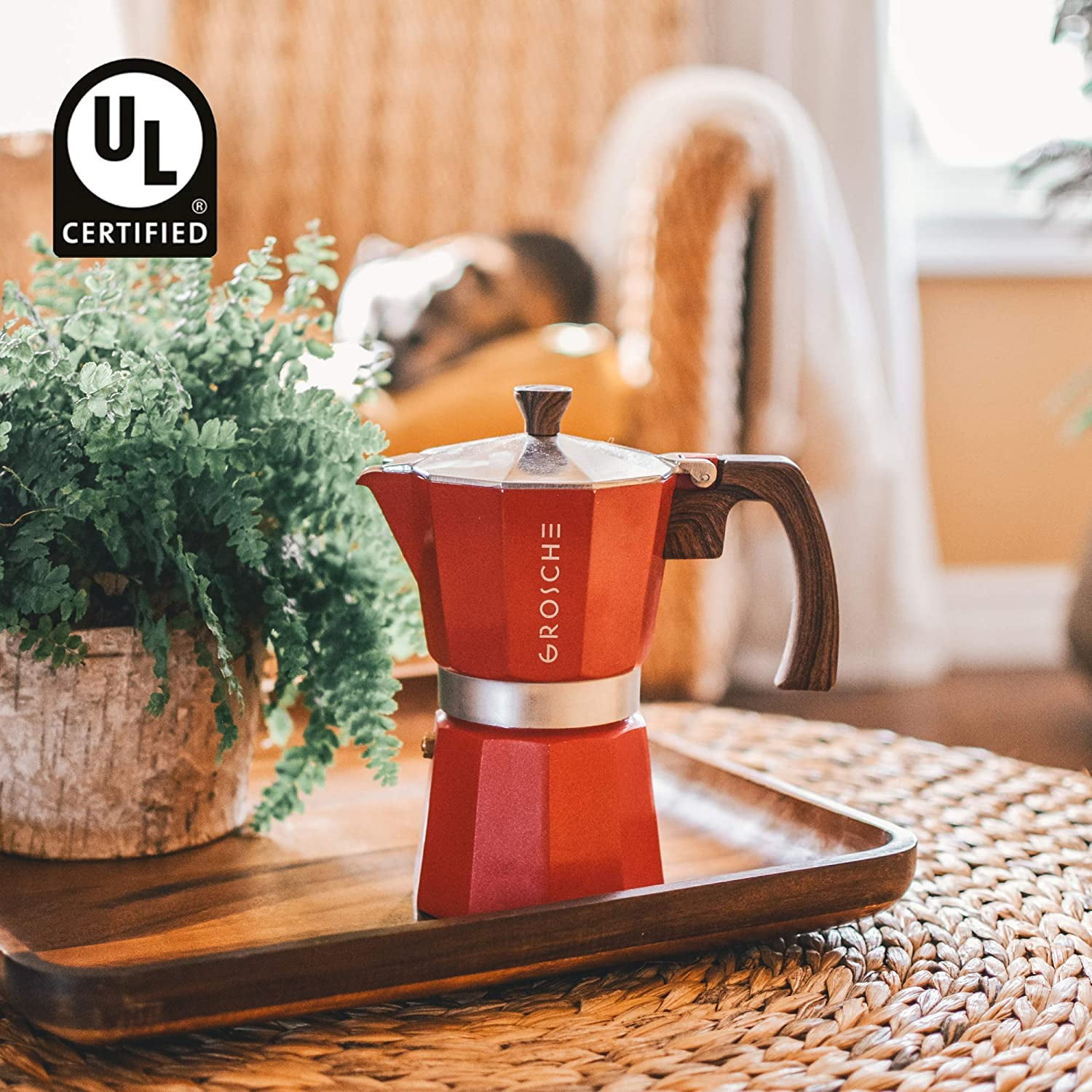 Red Moka Pot Stovetop Espresso Maker with 3 Gaskets and Filter - 9 Cup ...