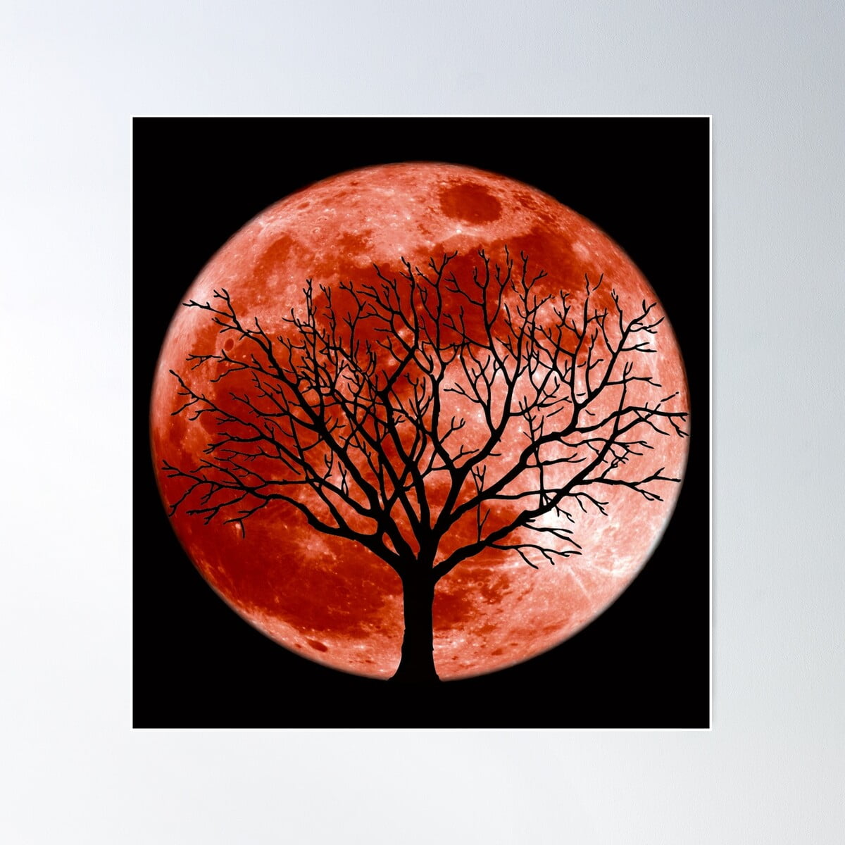 Red Moon Tree Poster Wall Art, Modern Wall Decor For Living Room ...