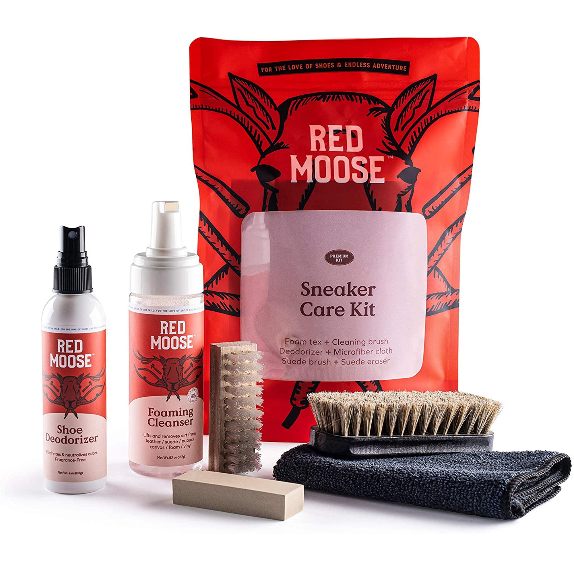 Red Moose Shoe Cleaning Kit for Sneakers with Brush, Deodorizer Spray ...