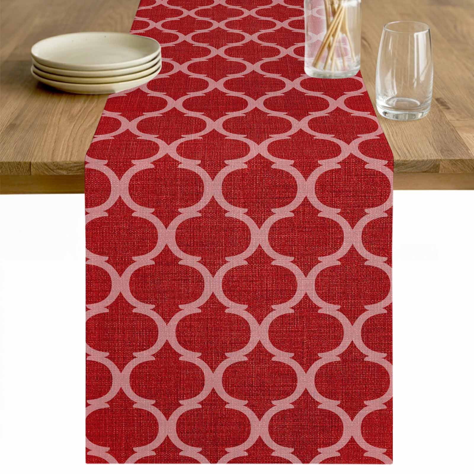 Red Moroccan Table Runner - 60 Inch Long Morocco Ethnic Abstract ...