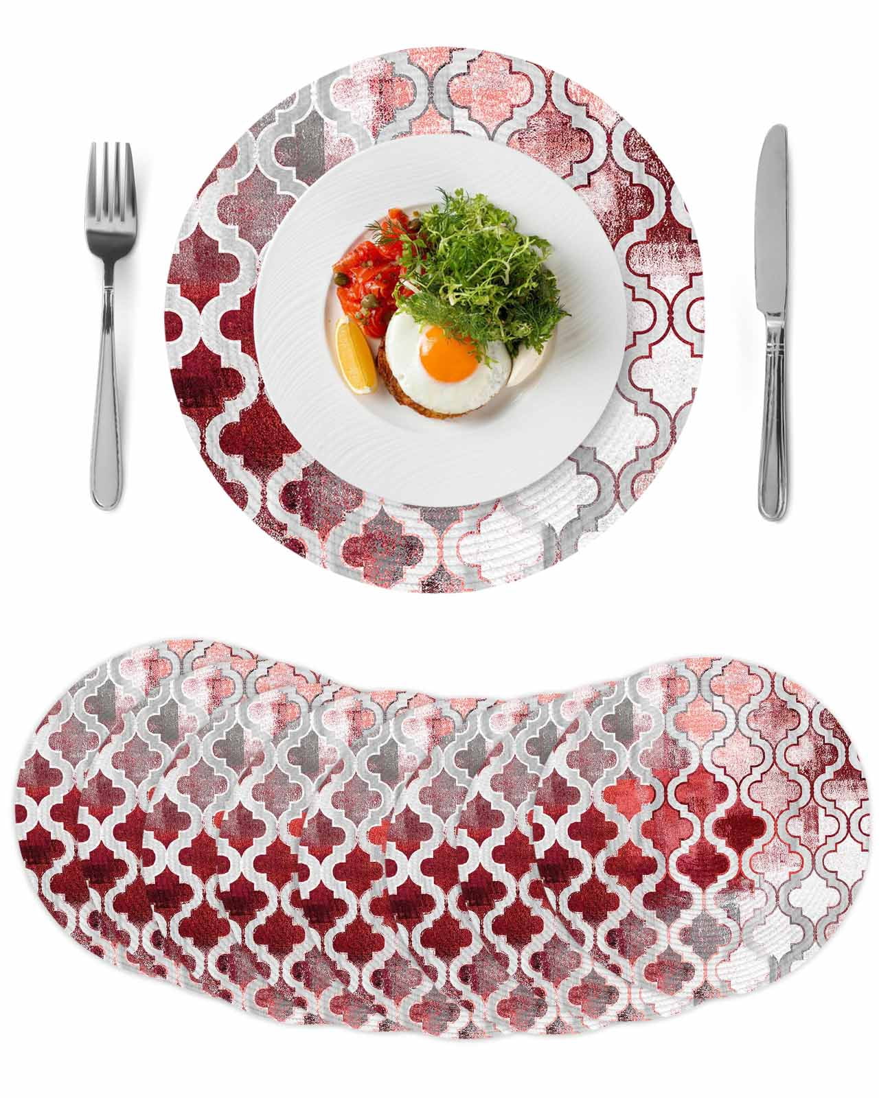 Red Morocco Round Placemats Set of 8 for Dinning Tables,Heat-proof ...