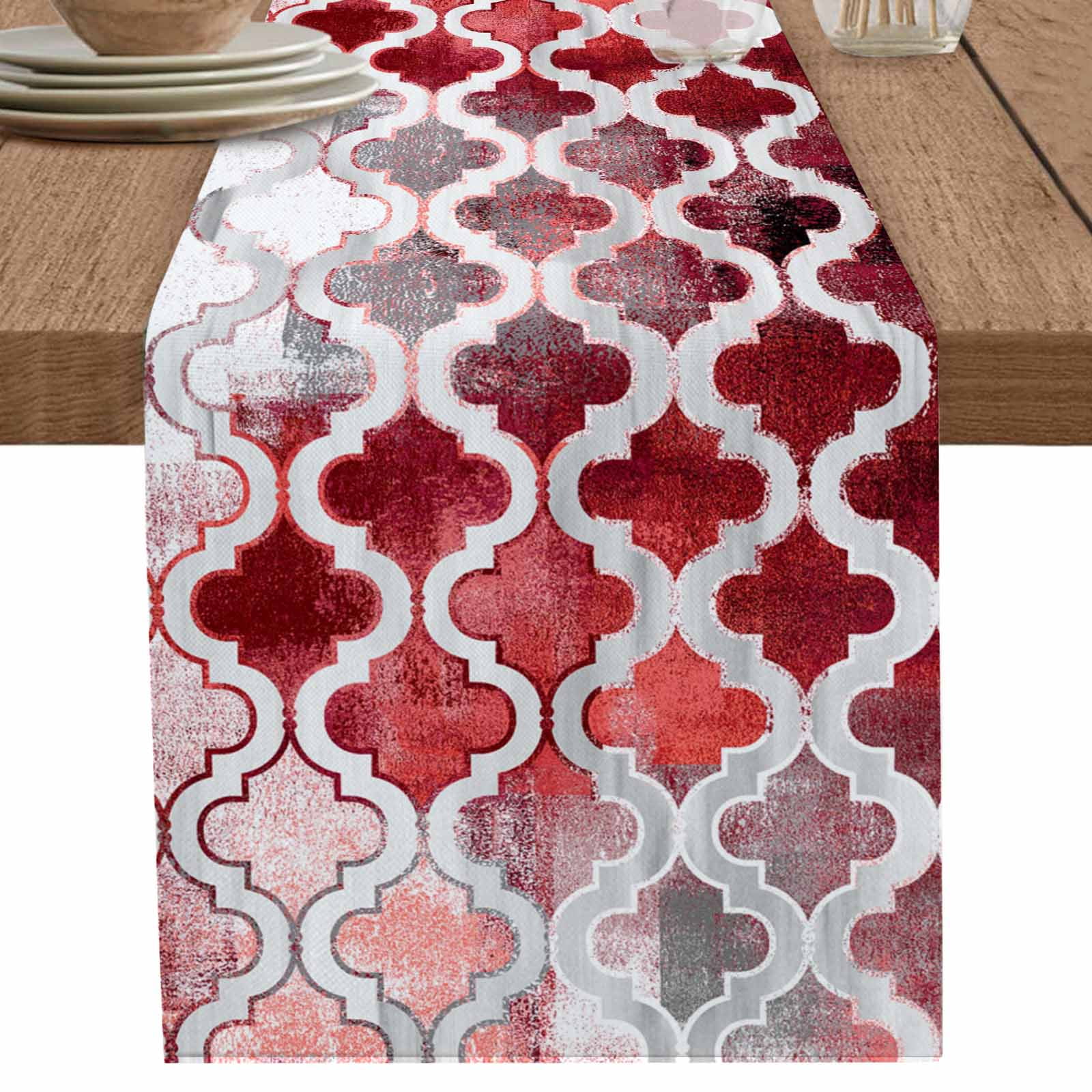 Red Morocco Table Runner 120 Inches Long for Dining Table Decor,Rustic Country Smear Street ...