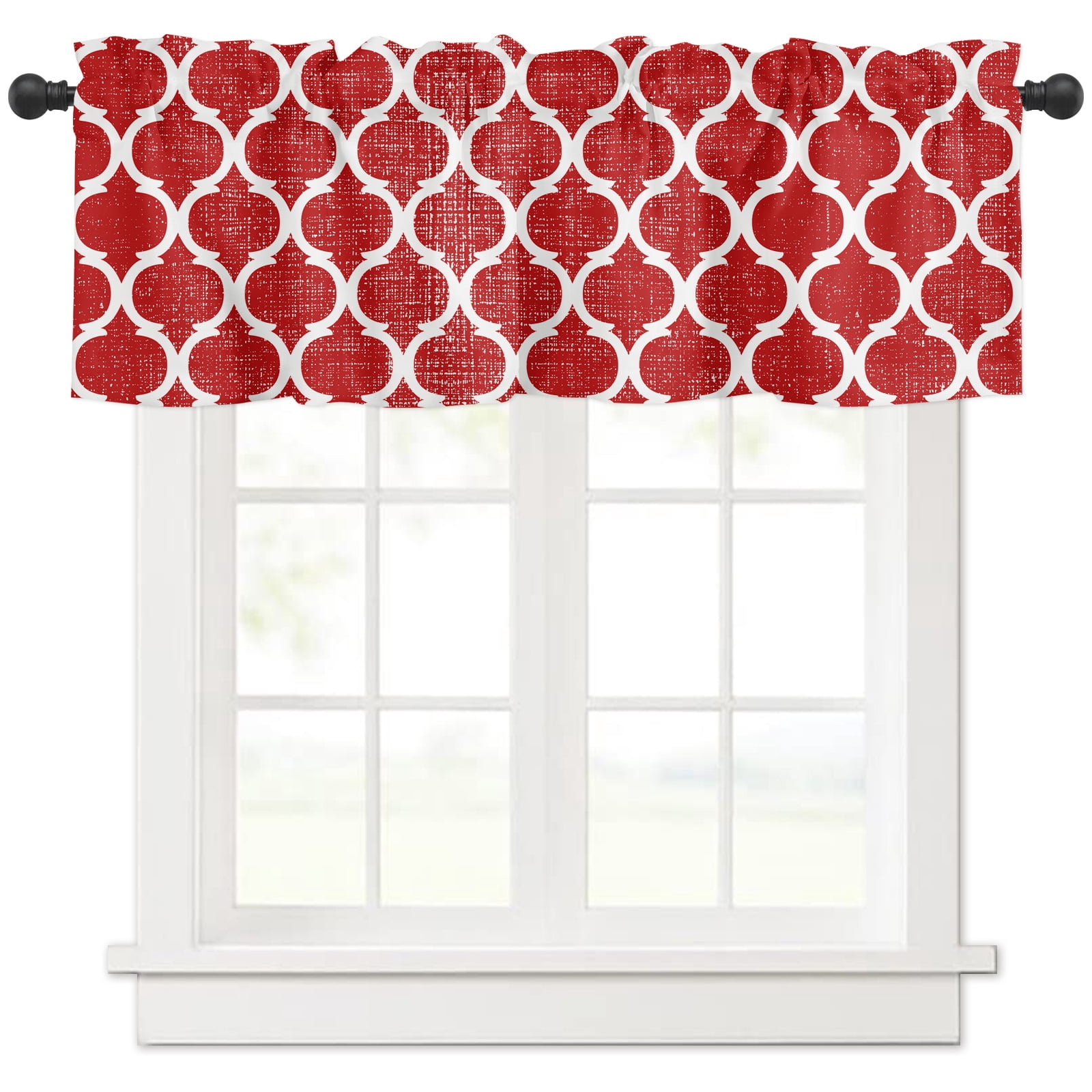 Red Morocco Valances for Windows Farmhouse Kitchen Curtains Valances ...