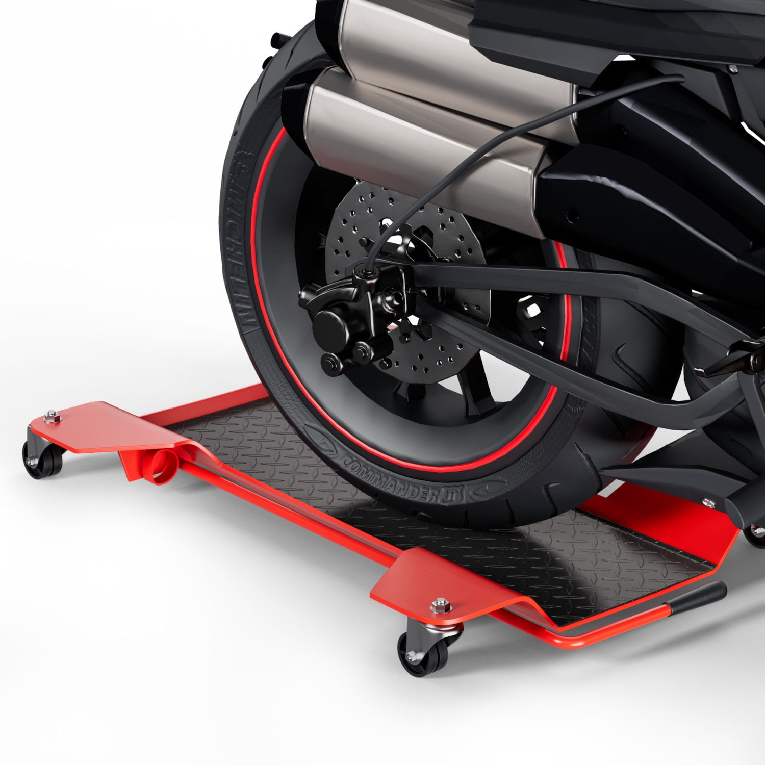 Red Motorcycle Center Stand Move Dolly with 360 Degree Swivel Casters ...