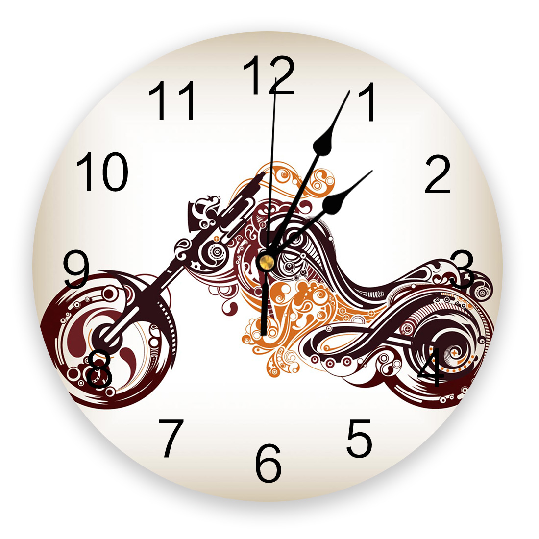 Red Motorcycle Stars Plate Retro Wall Clock Modern Design Silent ...