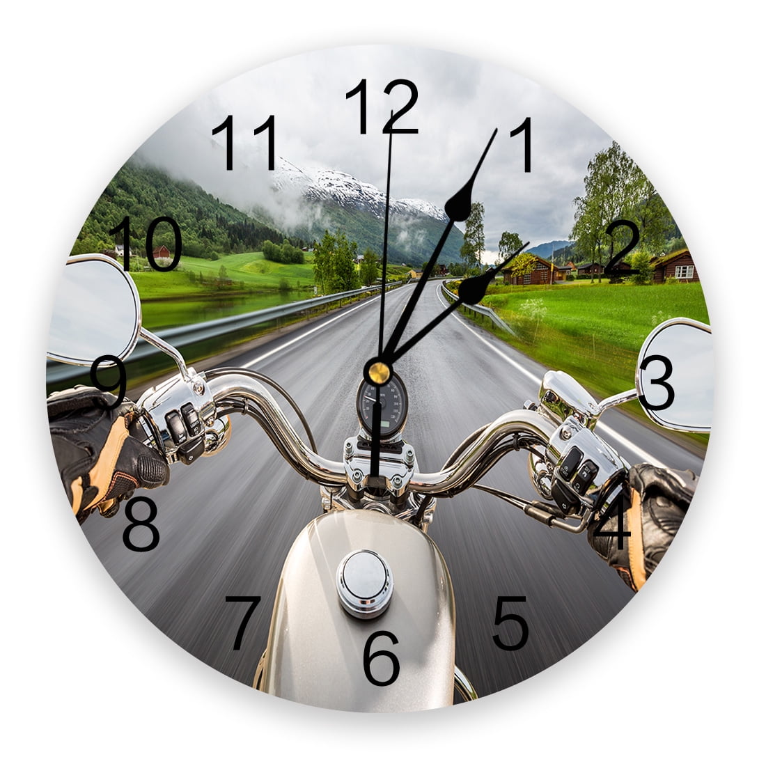 Red Motorcycle Stars Plate Retro Wall Clock Modern Design Silent ...