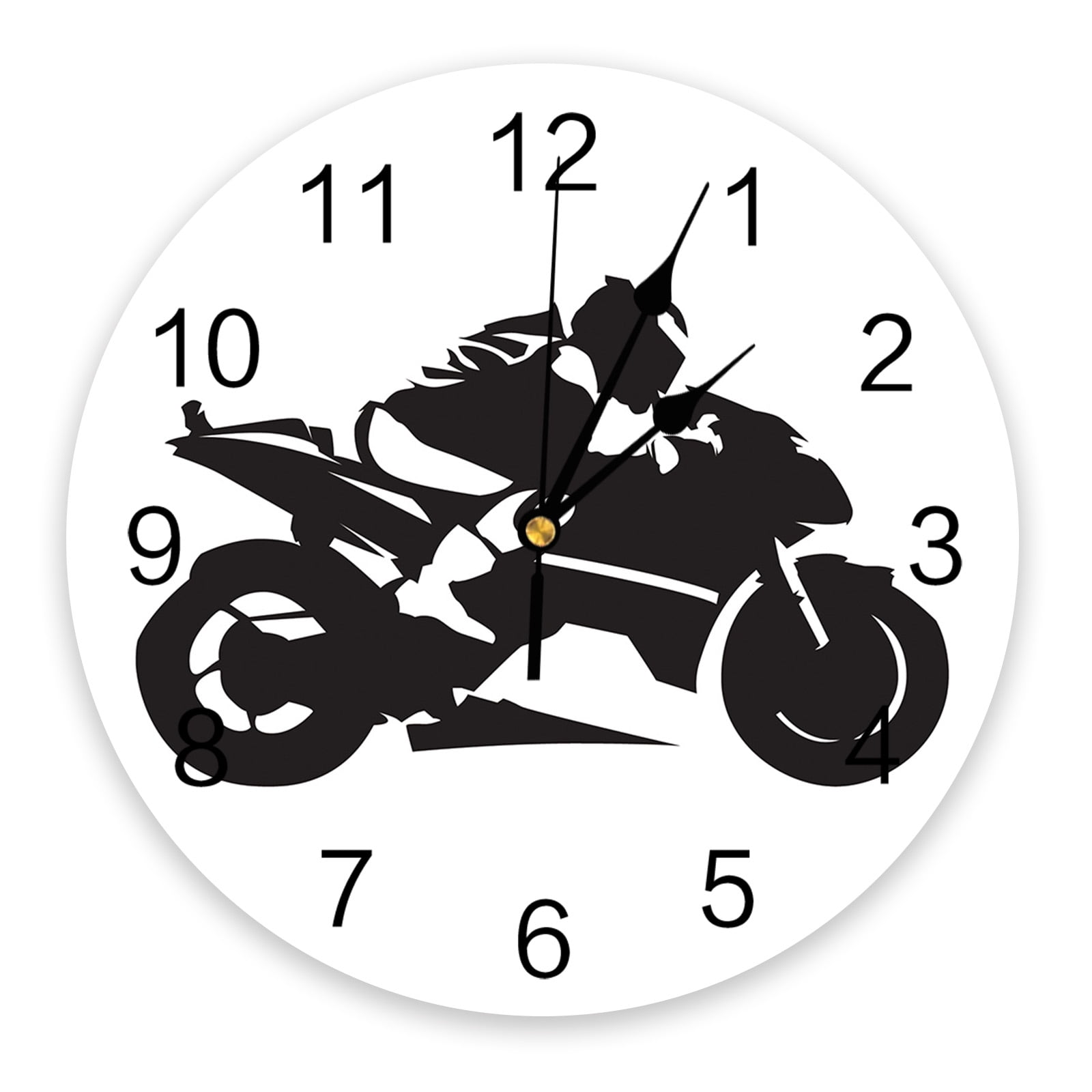 Red Motorcycle Stars Plate Retro Wall Clock Modern Design Silent ...