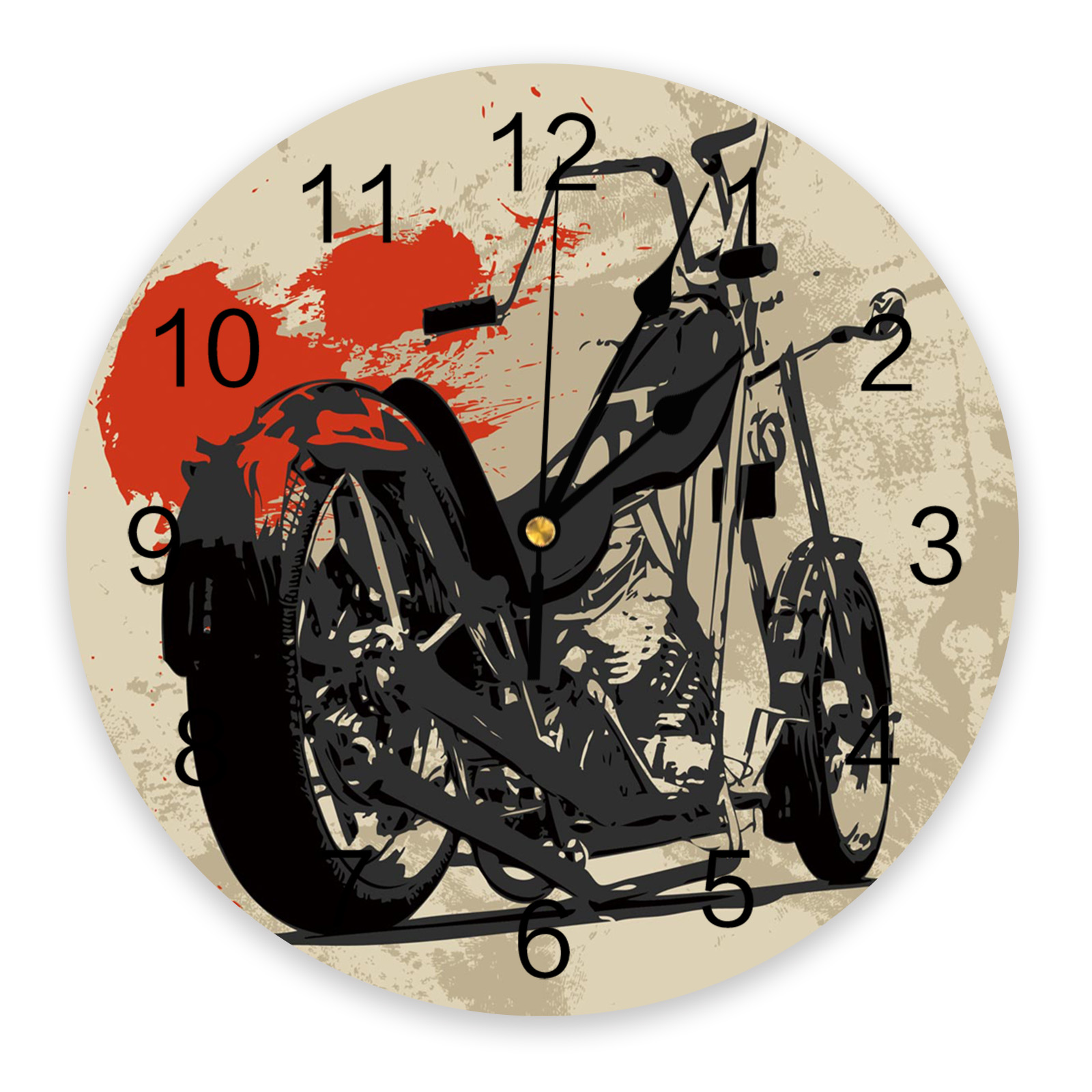 Red Motorcycle Stars Plate Retro Wall Clock Modern Design Silent ...
