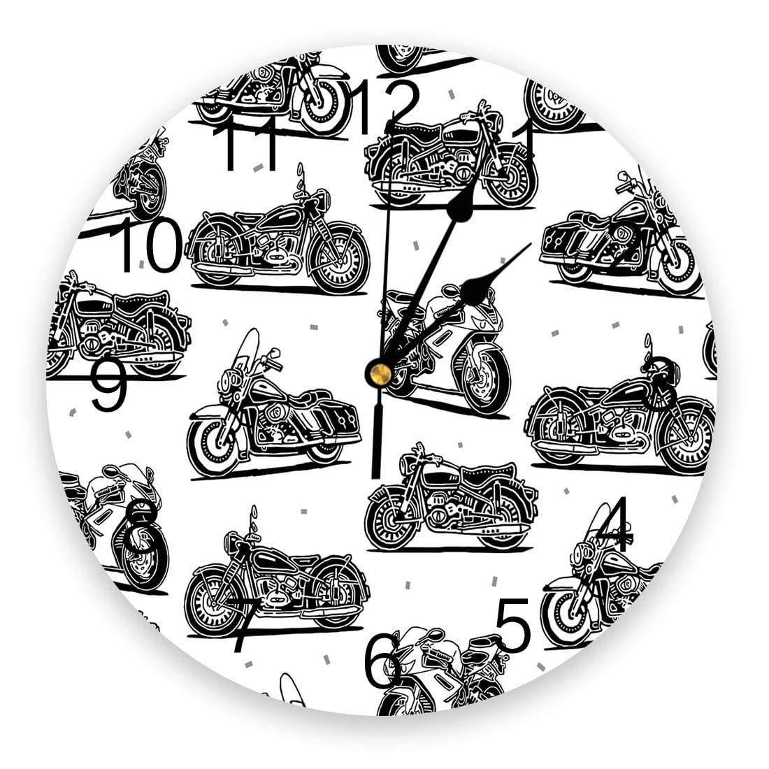 Red Motorcycle Stars Plate Retro Wall Clock Modern Design Silent ...