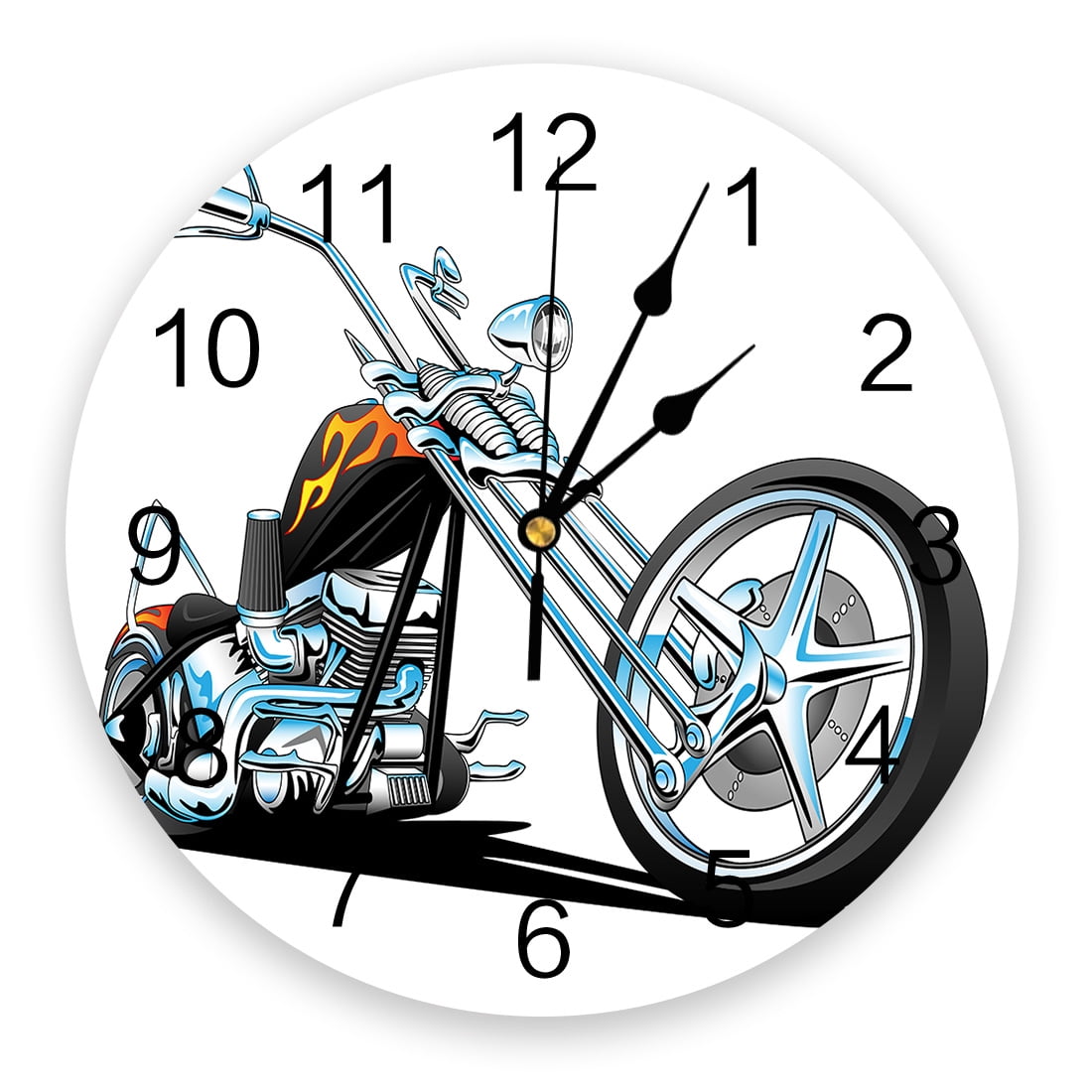 Red Motorcycle Stars Plate Retro Wall Clock Modern Design Silent ...