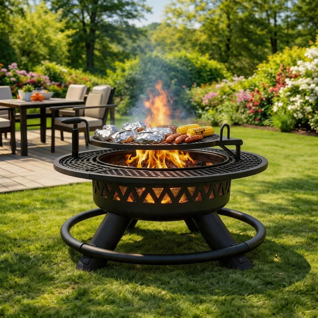 Red Mountain Valley 47" Wood Burning Fire Pit with 360° Adjustable ...