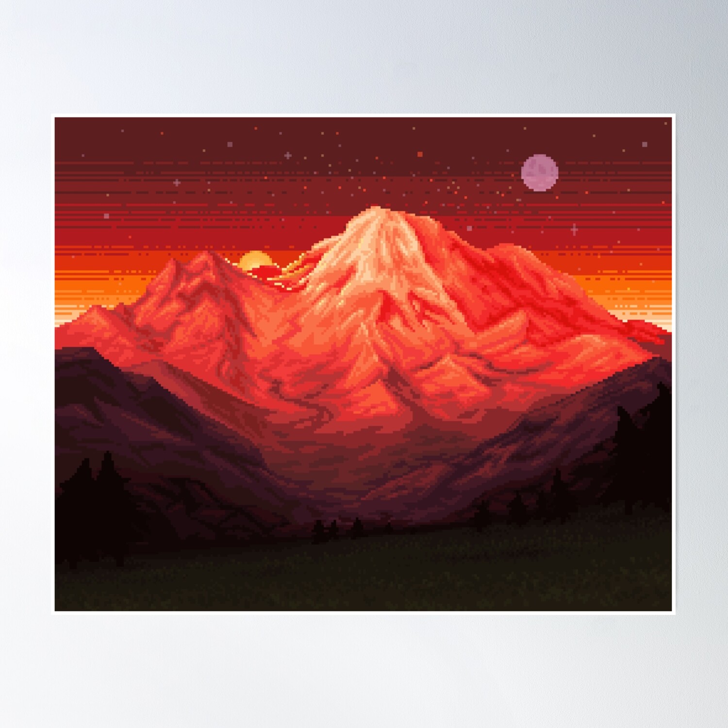 Red Mountain Poster Wall Art, Modern Wall Decor, 8x12 UNFRAMED ...