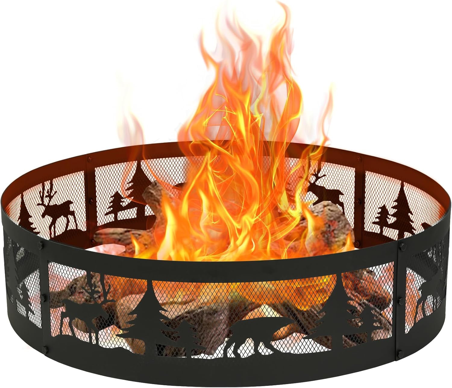 Red Mountain Valley 36 Inch Fire Ring with 360° Forest & Wildlife ...