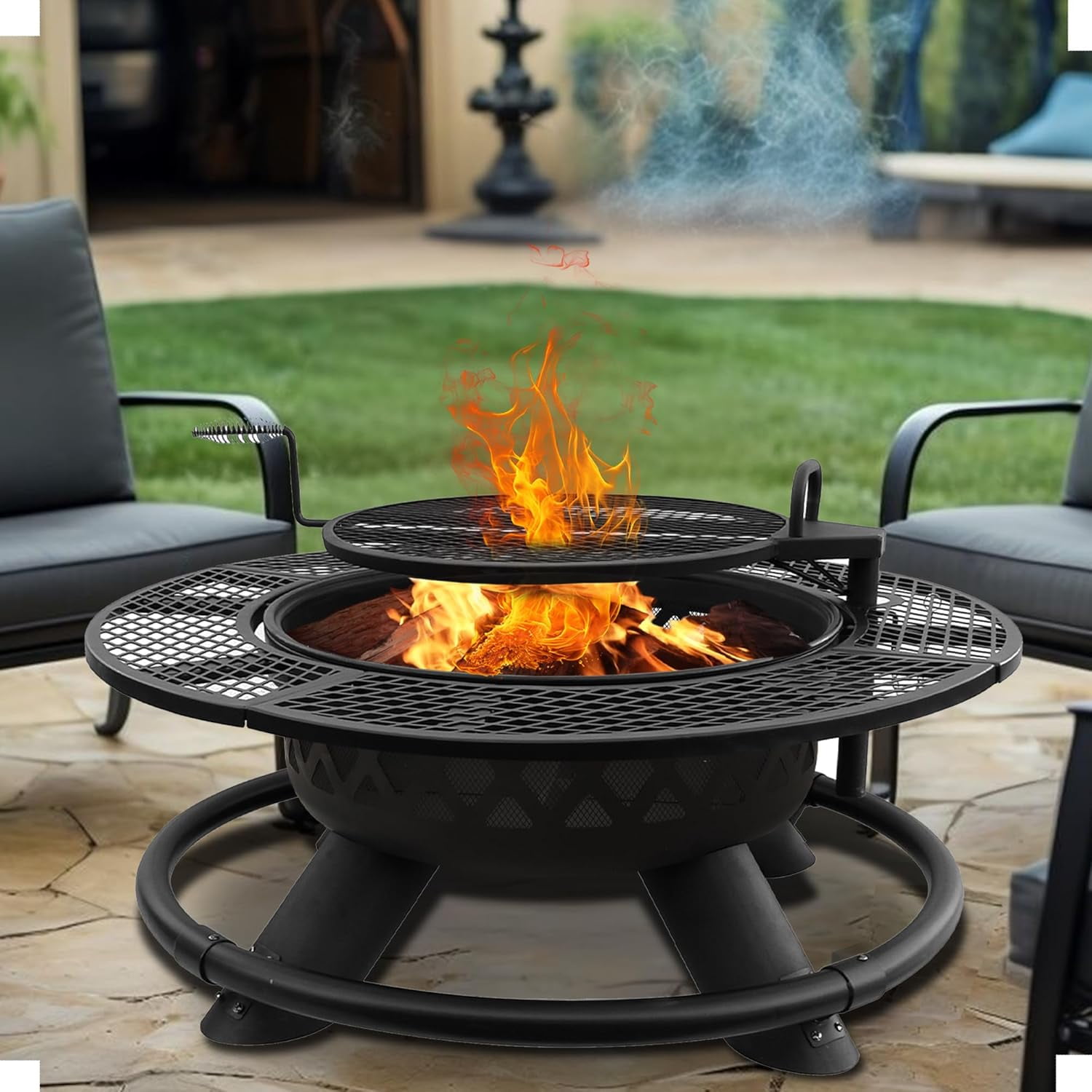 Red Mountain Valley 36 Inch Fire Ring with 360° Forest & Wildlife ...