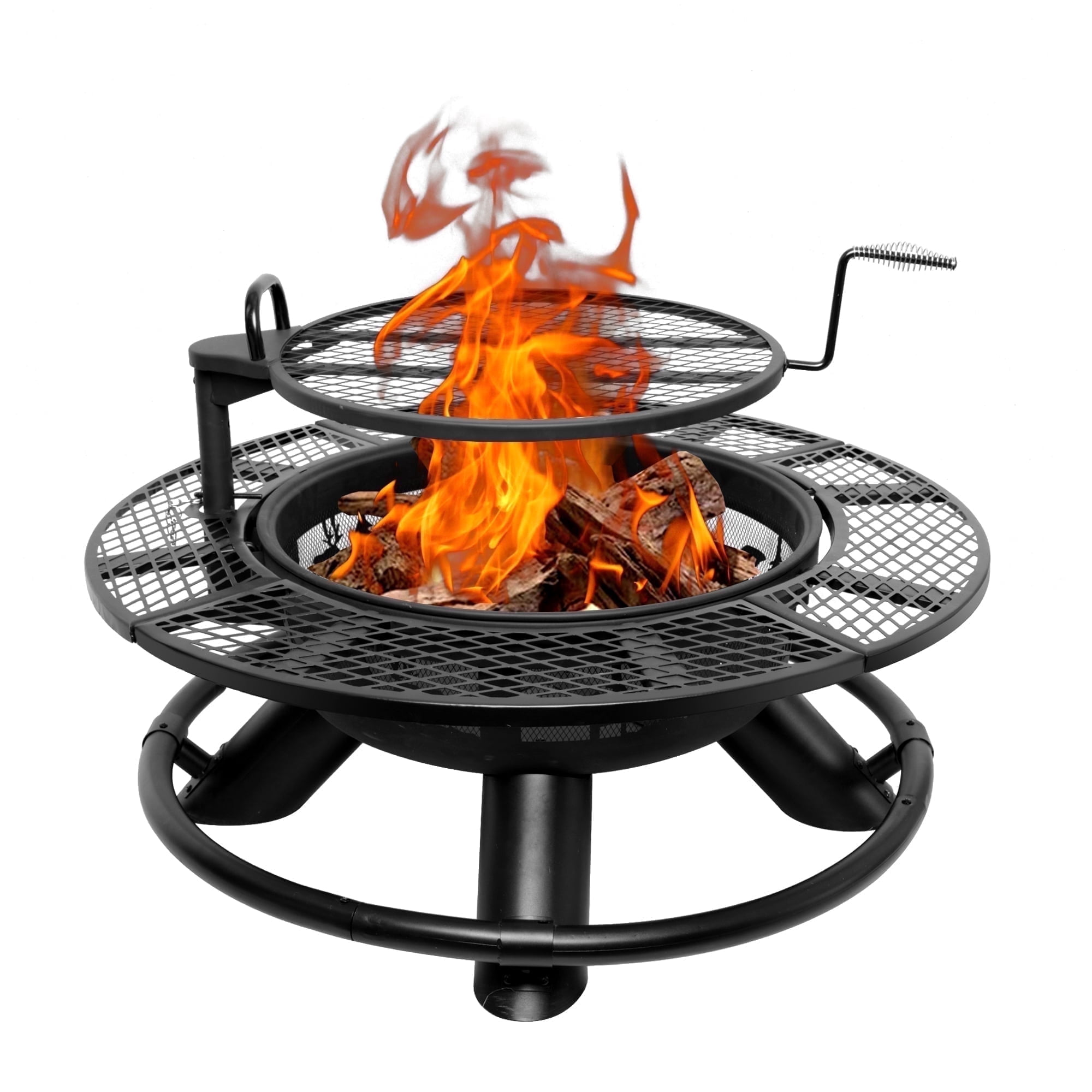 Red Mountain Valley Fire Pit with Adjustable Grill 47'', Outdoor ...