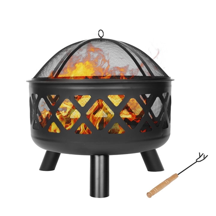 Red Mountain Valley Outdoor Wood Burning Fire Pit 24'' with Poker and ...