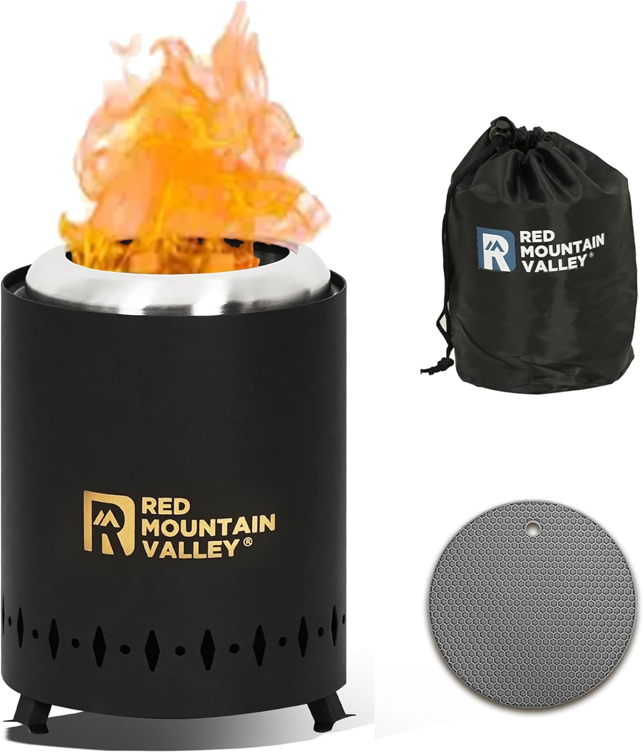 Red Mountain Valley Smokeless Tabletop Fire Pit with Mat, Portable Mini ...