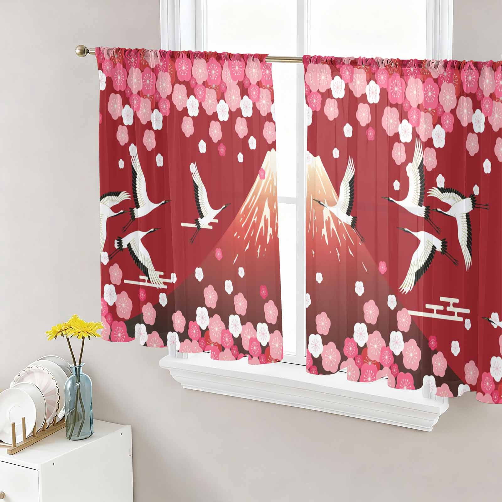 Red Mountains Sheer Curtains 54 Inch Length 2 Panels Set, Modern ...
