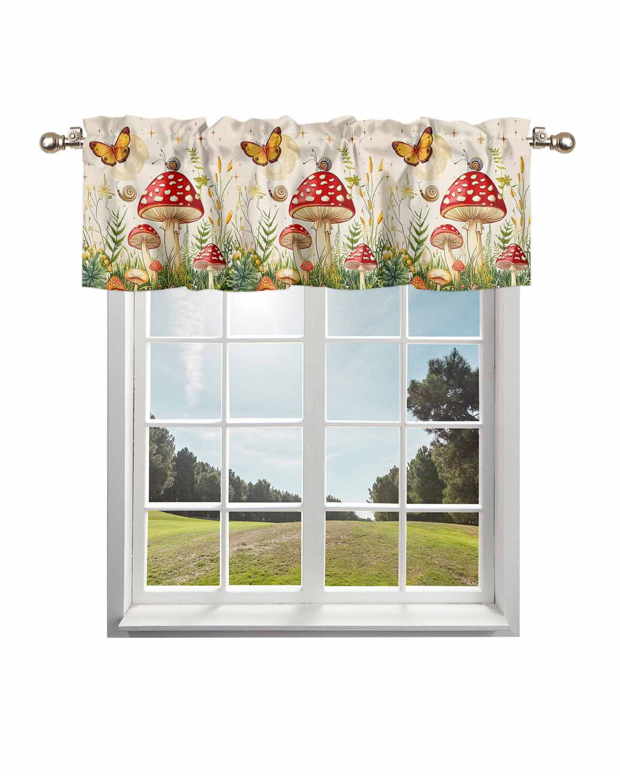 Red Mushroom Curtain Valance for Windows/Living Room/Kitchen/Bathroom ...