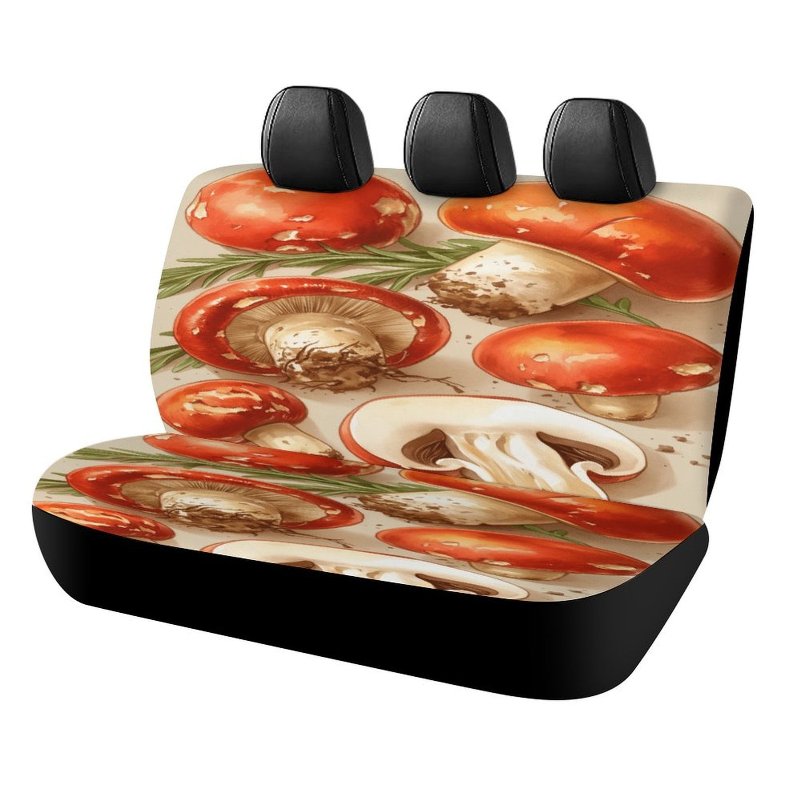 Red Mushroom Delight Rear Seat Covers, Car Backseat Protector ...