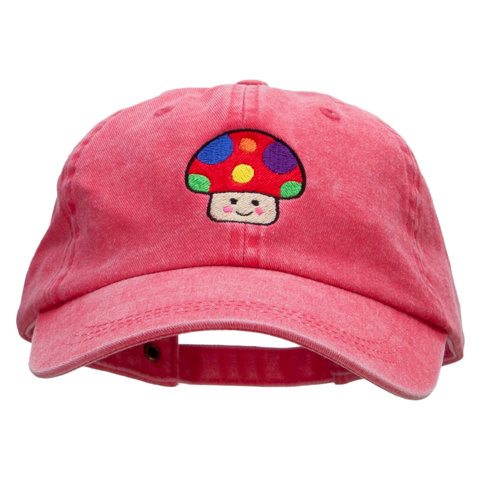 Red Mushroom Embroidered Pigment Dyed Wash Caps - Red OSFM - Walmart.com